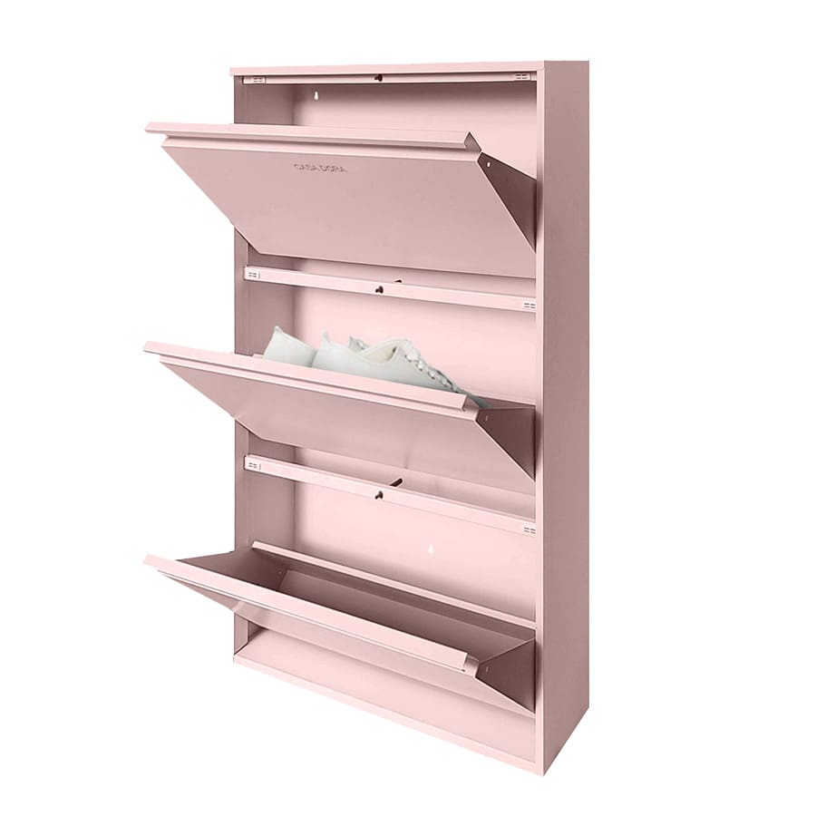 Shoe Storage Cabinet 3 Door Blush Pink | CASA DORA