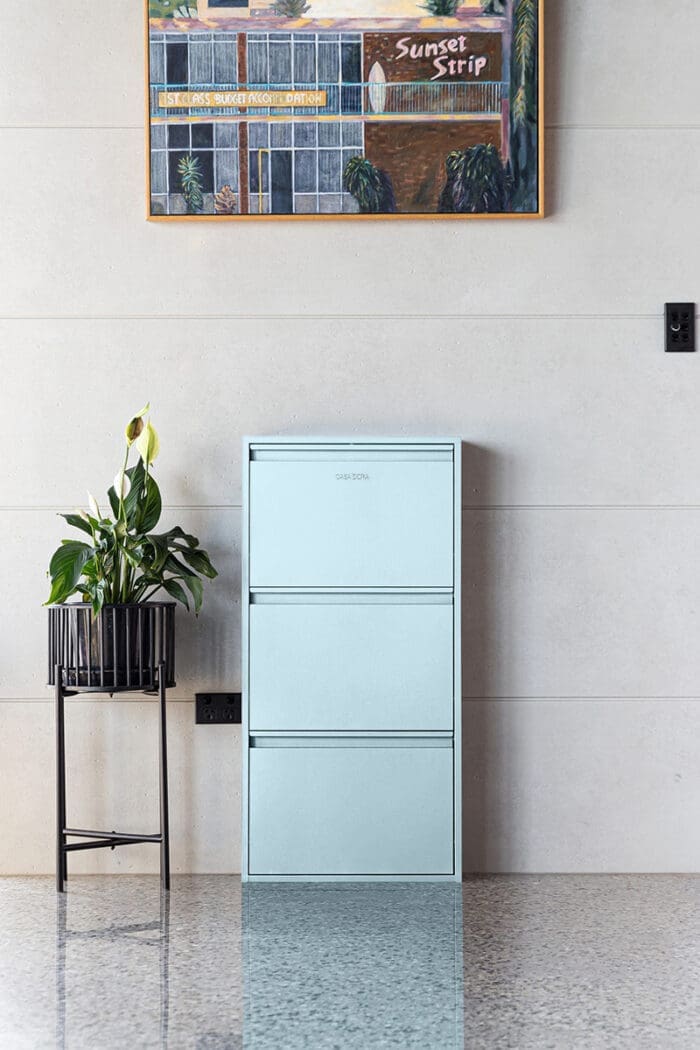 Shoe Storage Cabinet 3 Door Light Blue | CASA DORA
